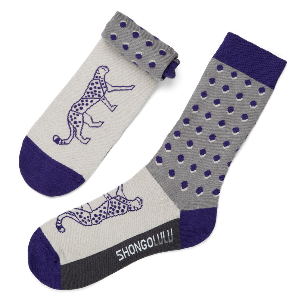Purple Cheetah Print Spotted Socks | Shongolulu